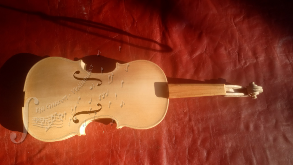 Left hand studio violin ready to varnish - Ilja Grawert & Son Violinmakers